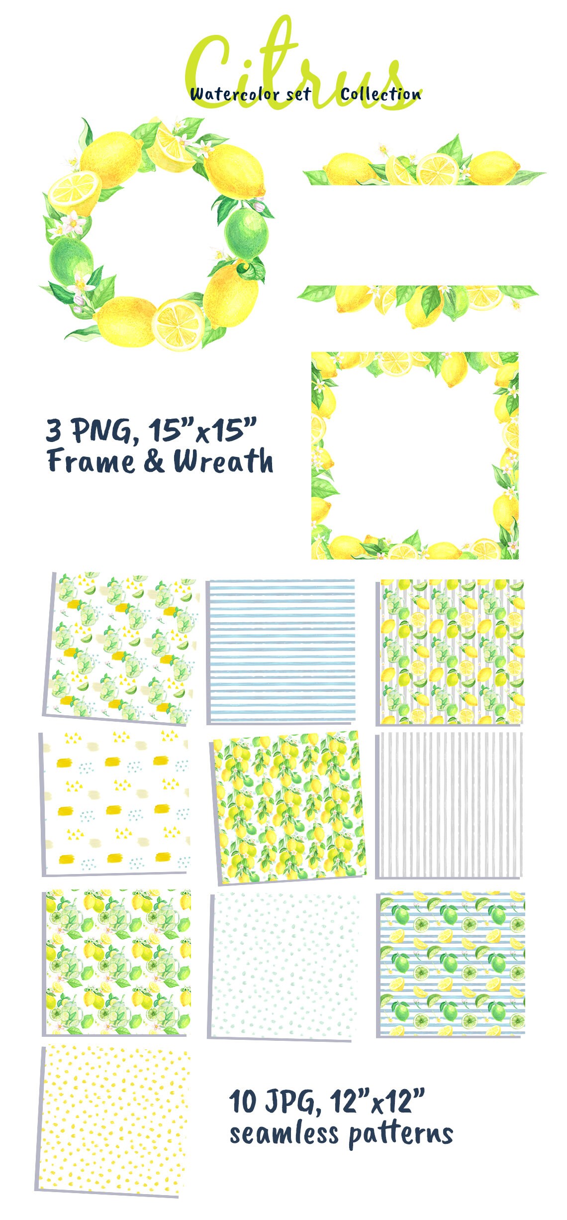 Watercolor Lemons Tree Clipart Citrus Graphics Flowers PNG - Etsy