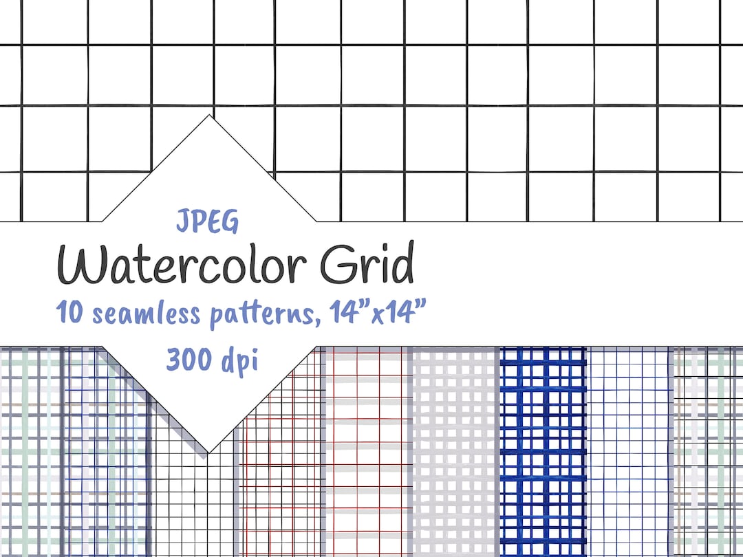 Grid Watercolor Geometric Seamless Patterns Clip Art Scrapbooking ...