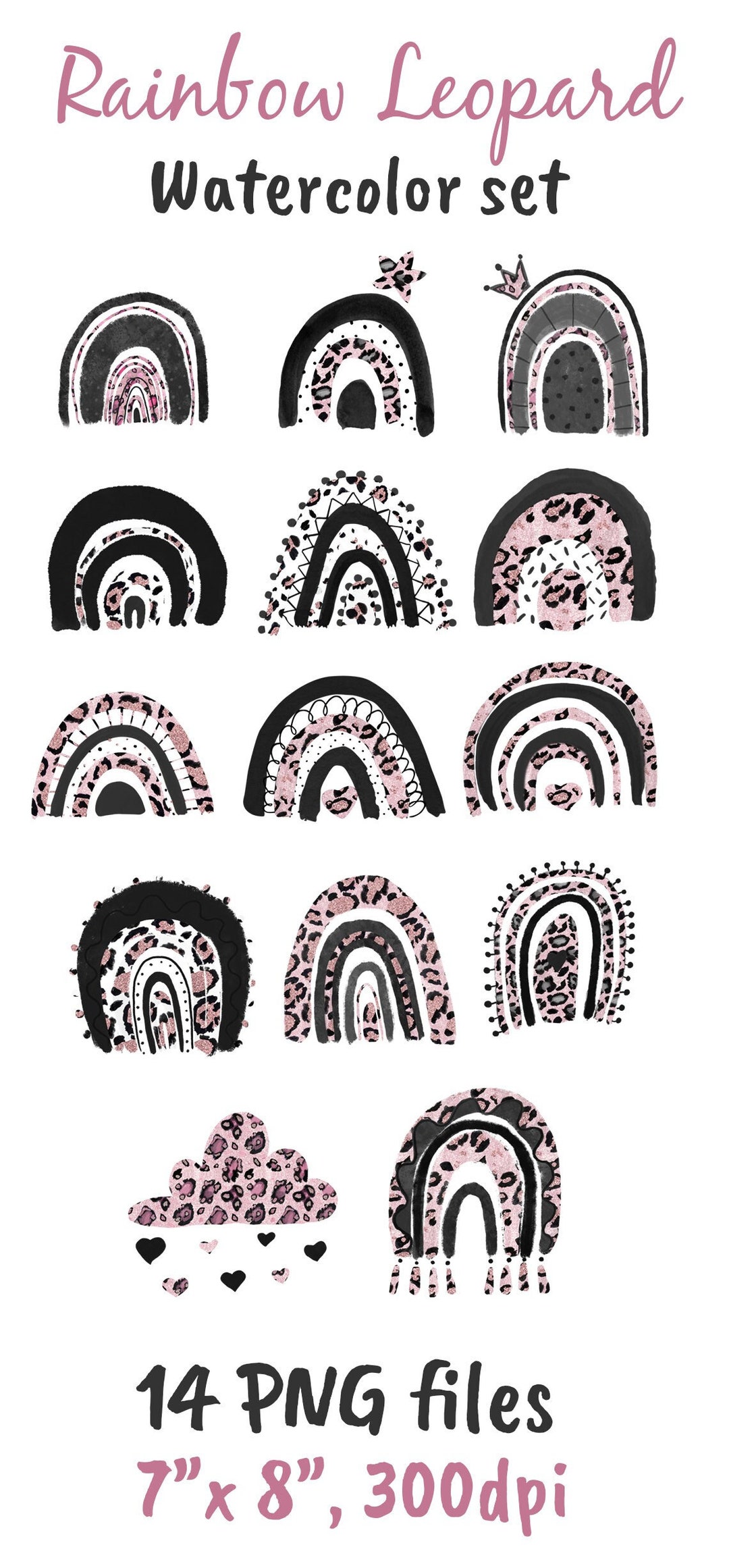 Rainbow Leopard Print Png Download Rose Gold Pink Boho Glitter Panter ...