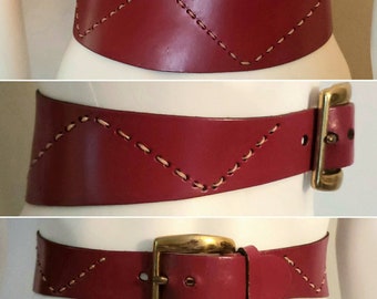 Thick Red Waist Belt - Etsy