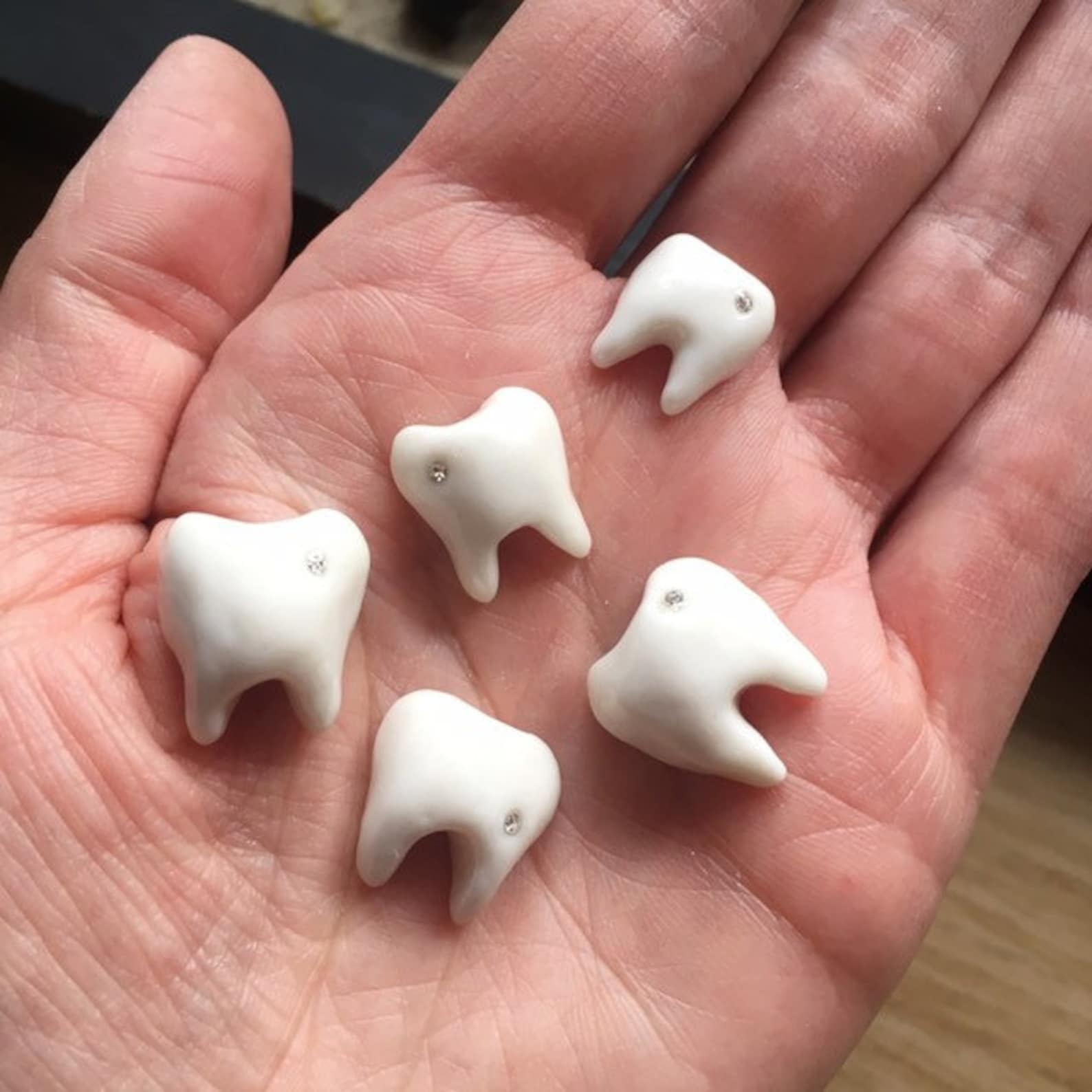 Porcelain TOOTH Pin With a Bright Swarovski Crystal Gift for - Etsy