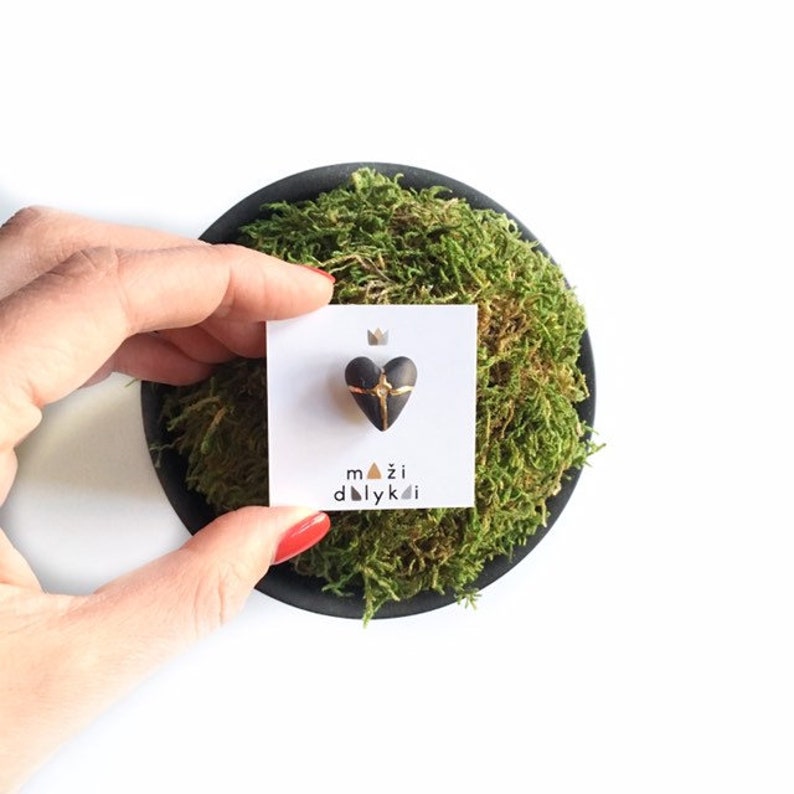 Black Porcelain Midi HEART Pin Perfect Gift for Mom Mothers - Etsy
