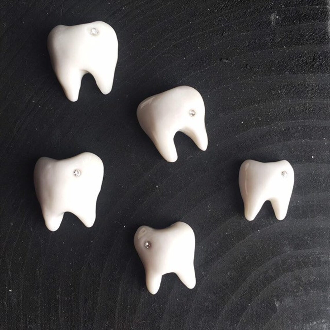 Porcelain TOOTH Pin With a Bright Swarovski Crystal Gift for - Etsy