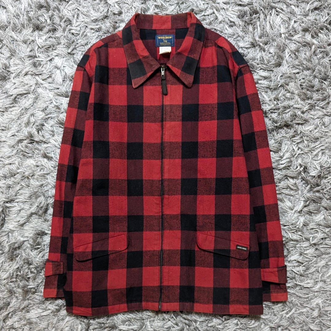 Vintage Woolrich Wool Flannel Jacket, Black Red Check, Large - Etsy