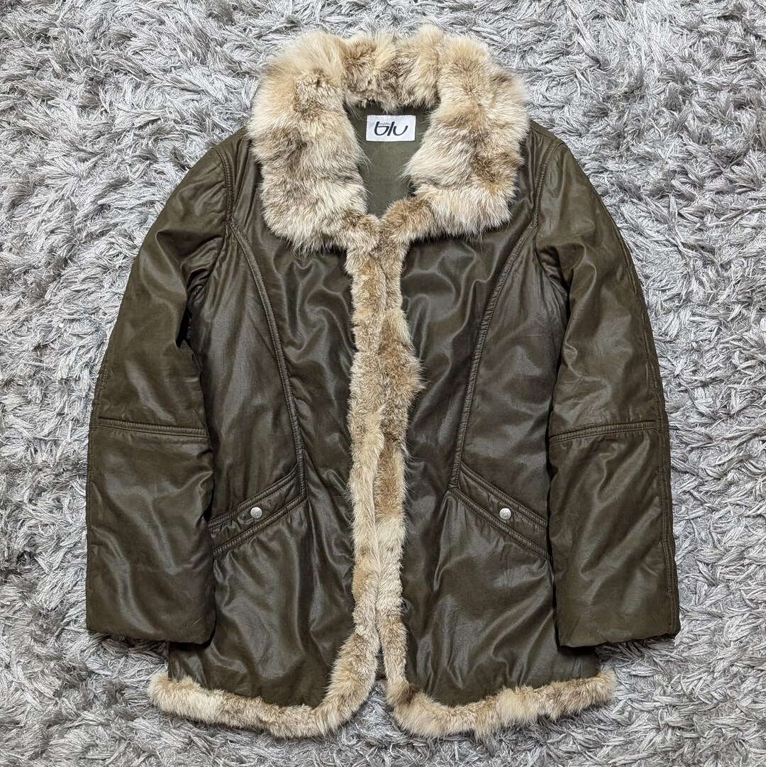 Byblos Blu Fur Trimmed Coat, Green Italian Jacket (size S) - Etsy