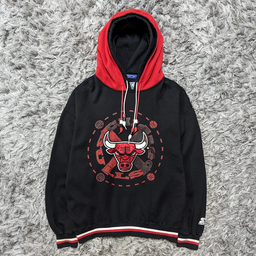 Vintage Starter X Chicago Bulls Double Hoodie Sweatshirts Medium Size ...