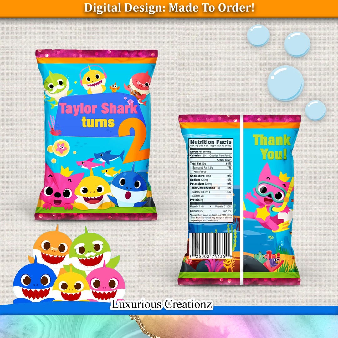 Baby Shark Chip Bag: Custom Birthday Party Favors (digital File) - Etsy