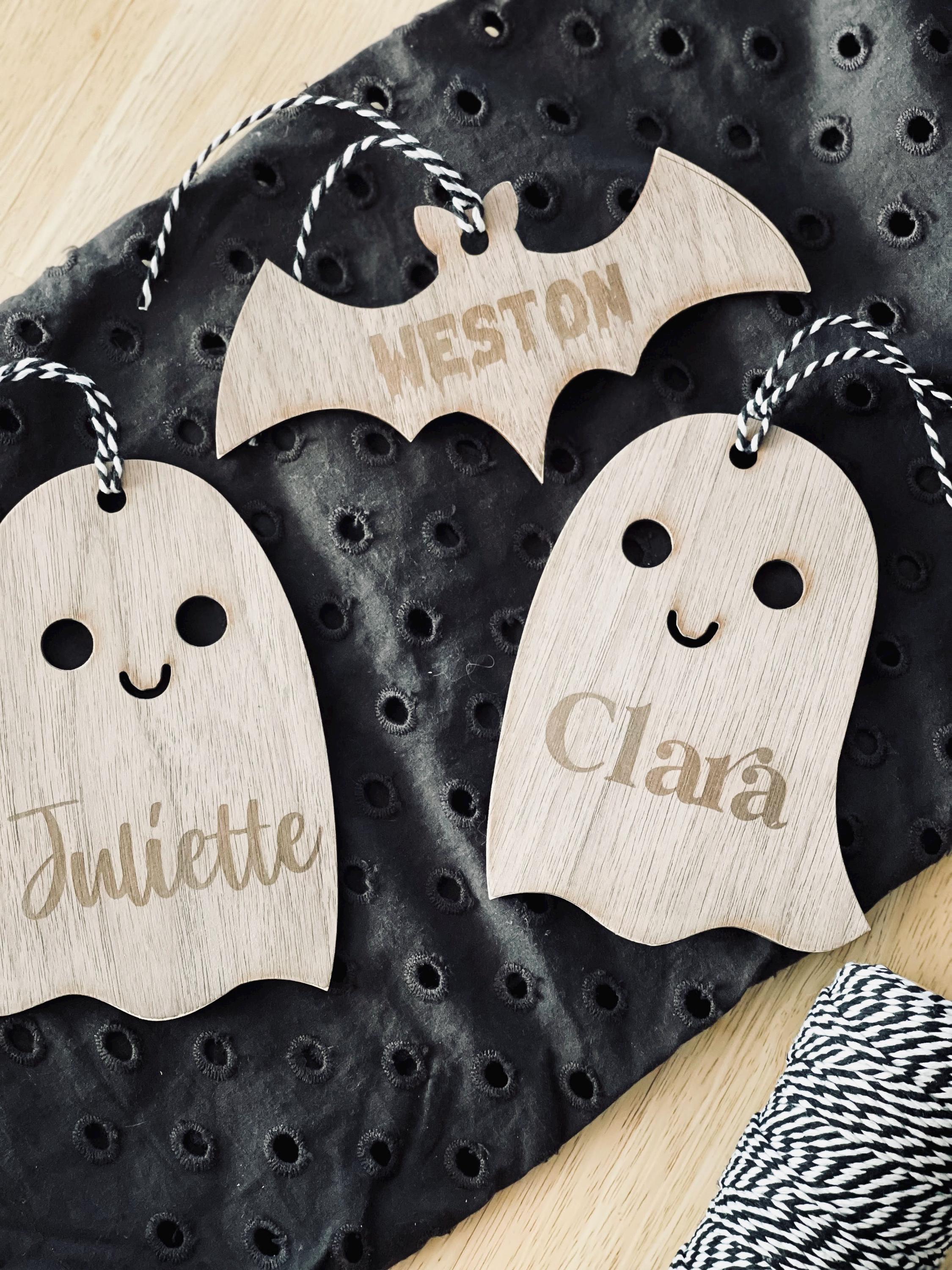 Walnut Engraved Boo Bag Tags for Halloween - Etsy