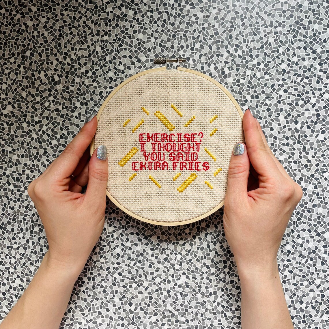 Exercise I thought you said extra fries Cross Stitch 6 | Etsy