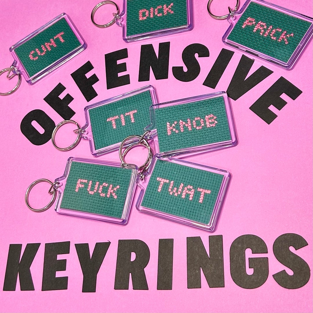 Prick Offensive Cross Stitch Keyring - Etsy