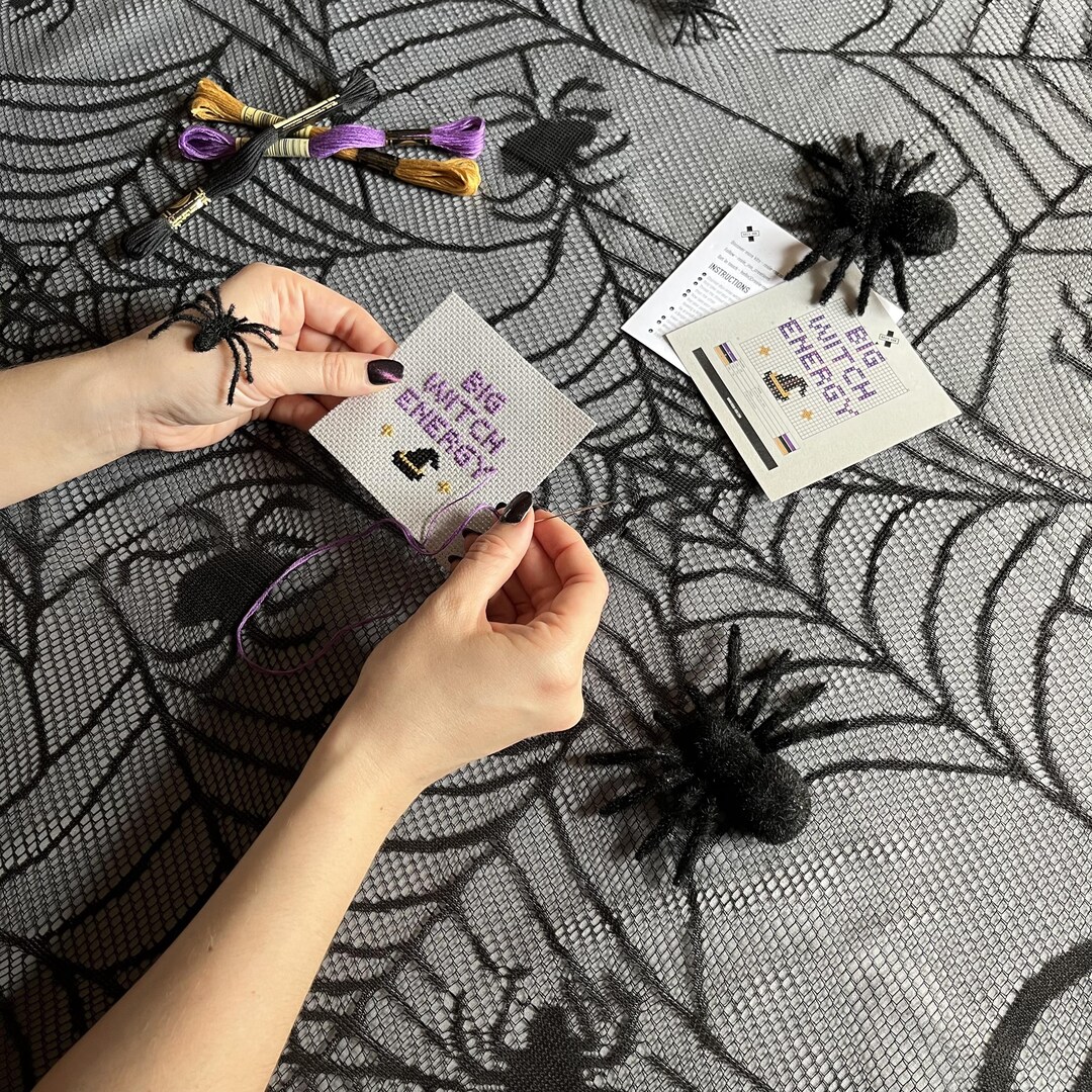 Big Witch Energy Mini Cross Stitch Kit - Etsy
