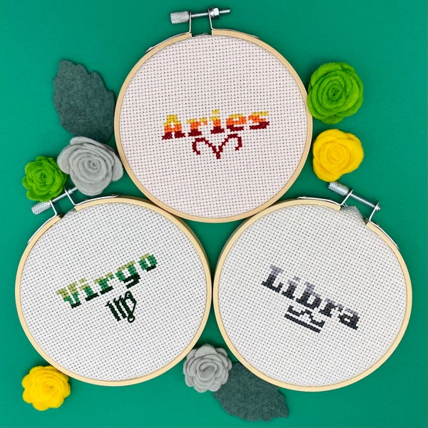 Zodiac Cross Stitch - Etsy UK