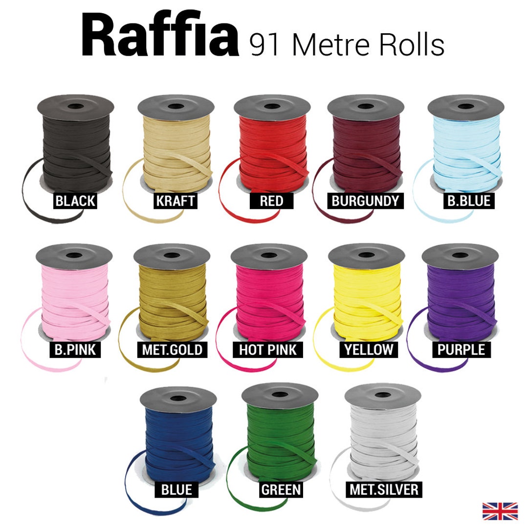 Raffia 13 Stock Colours | 91 Metre Wholesale Rolls | Eco Kraft Raffia ...