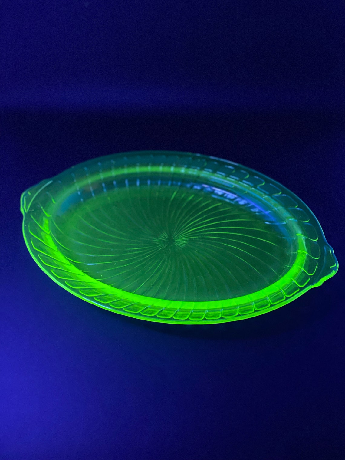 Vaseline Glass Plate - Swirl Pattern - Etsy