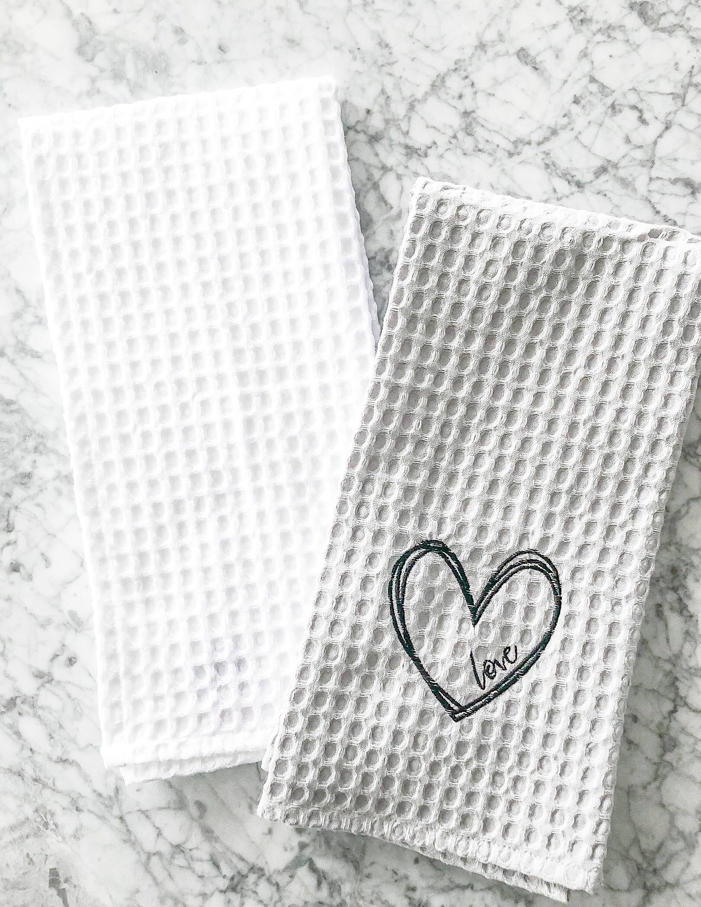 Heart Embroidered Tea Towel Kitchen Towel Kitchen Decor Love Kitchen ...