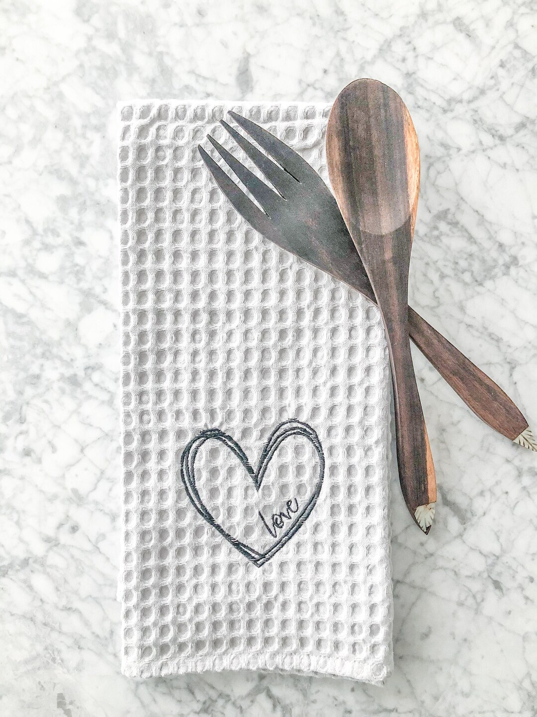 Heart Embroidered Tea Towel Kitchen Towel Kitchen Decor Love Kitchen ...
