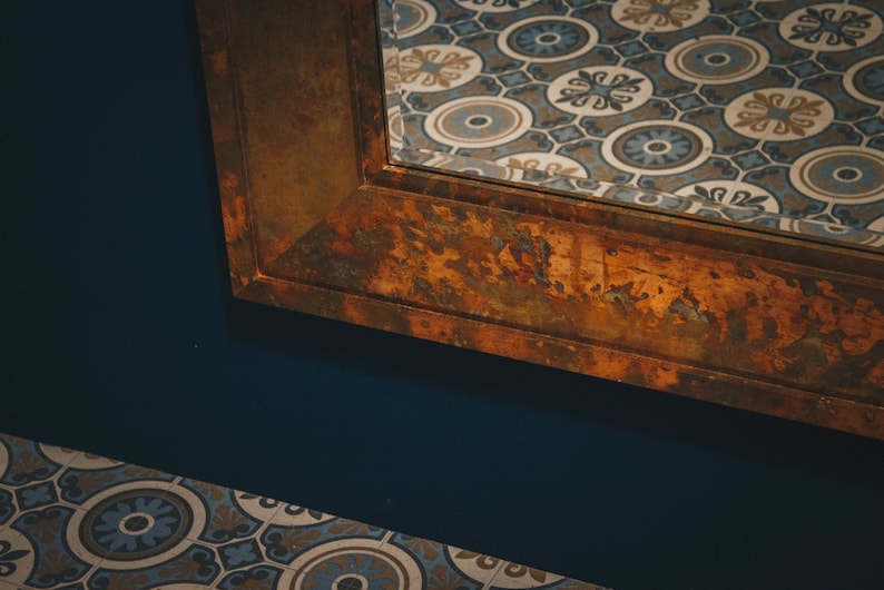 Industrial Rustic Copper Style Large Framed Bevelled Mirror Modern Look ...