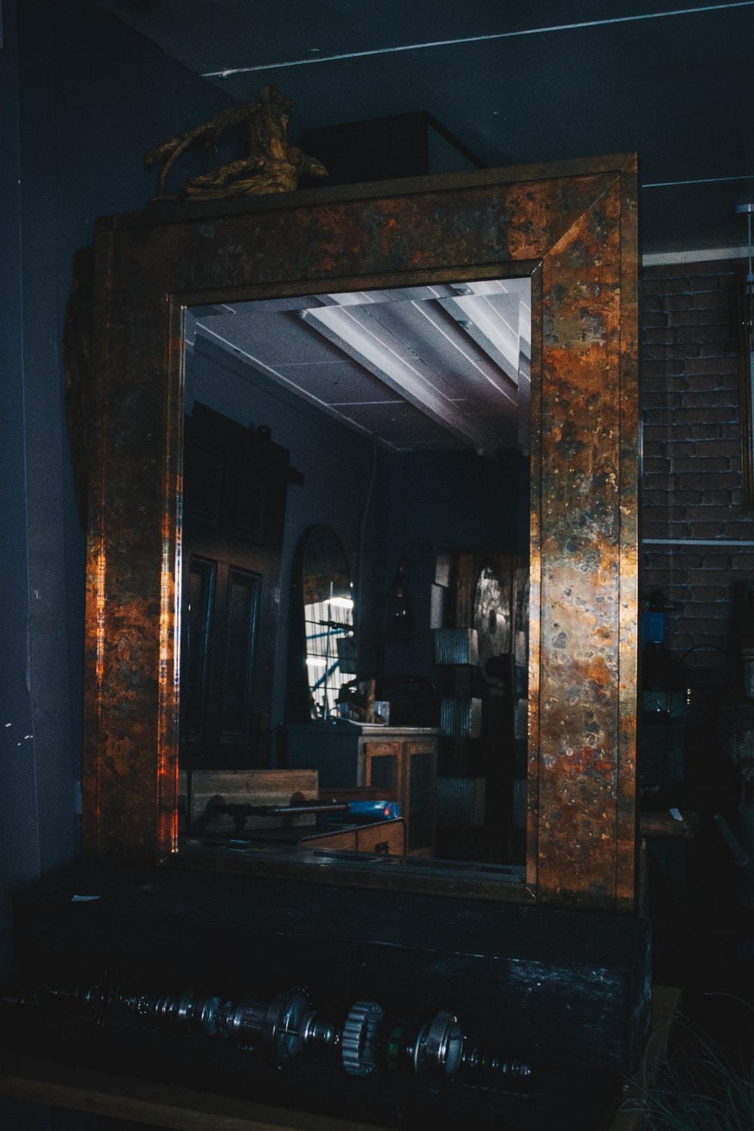 Industrial Rustic Copper Style Framed Bevelled Mirror Modern Look ...