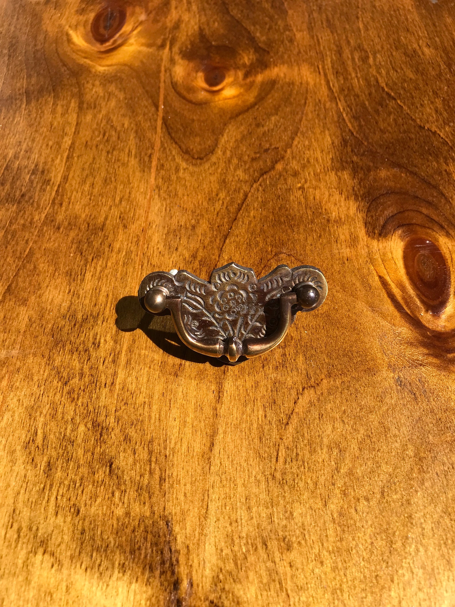 Solid Brass Eagle Pull Handle in Old English Coloured Brass Drawer Door ...