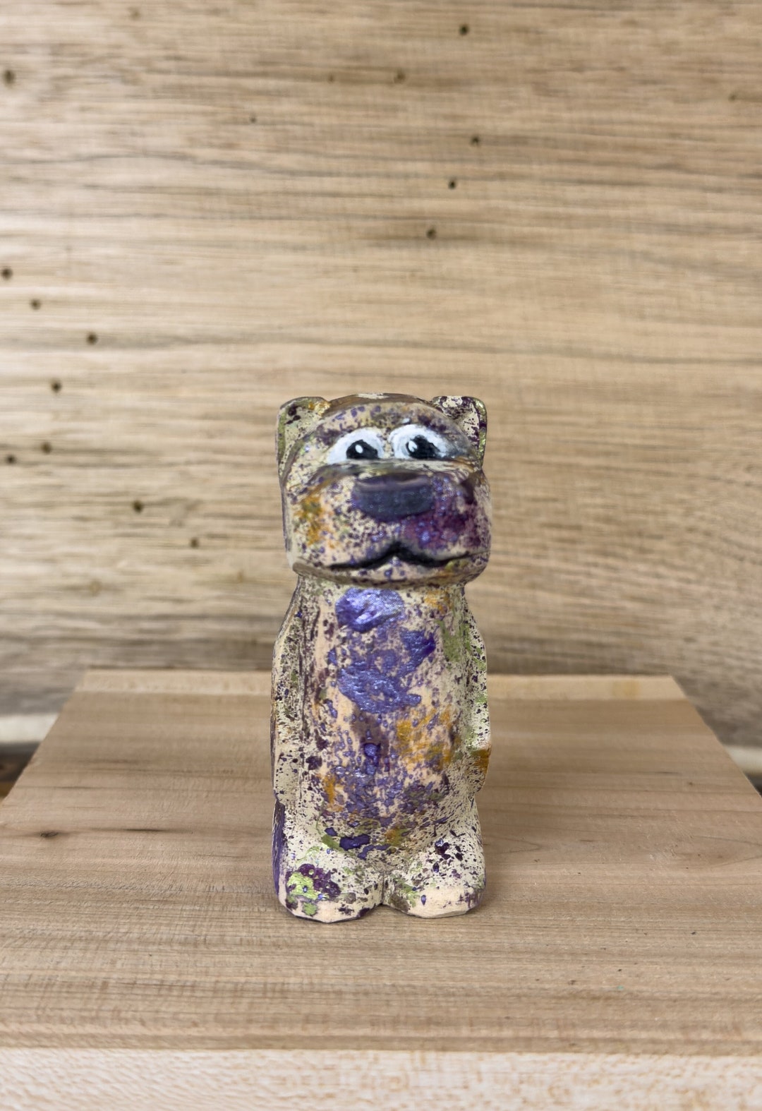 3" Hand Carved Wooden Bears, Made in MN, Carved With Love, Grape ...