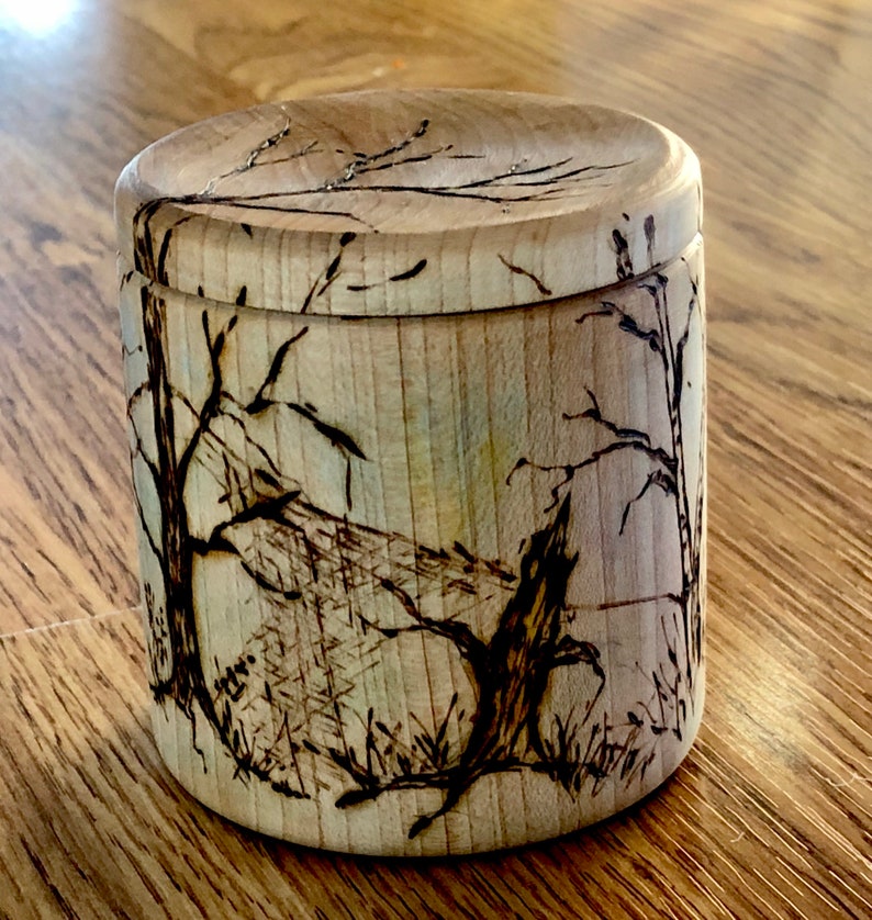 Hand Turned Multi-wood Segmented Box With Wood Burned Trees - Etsy