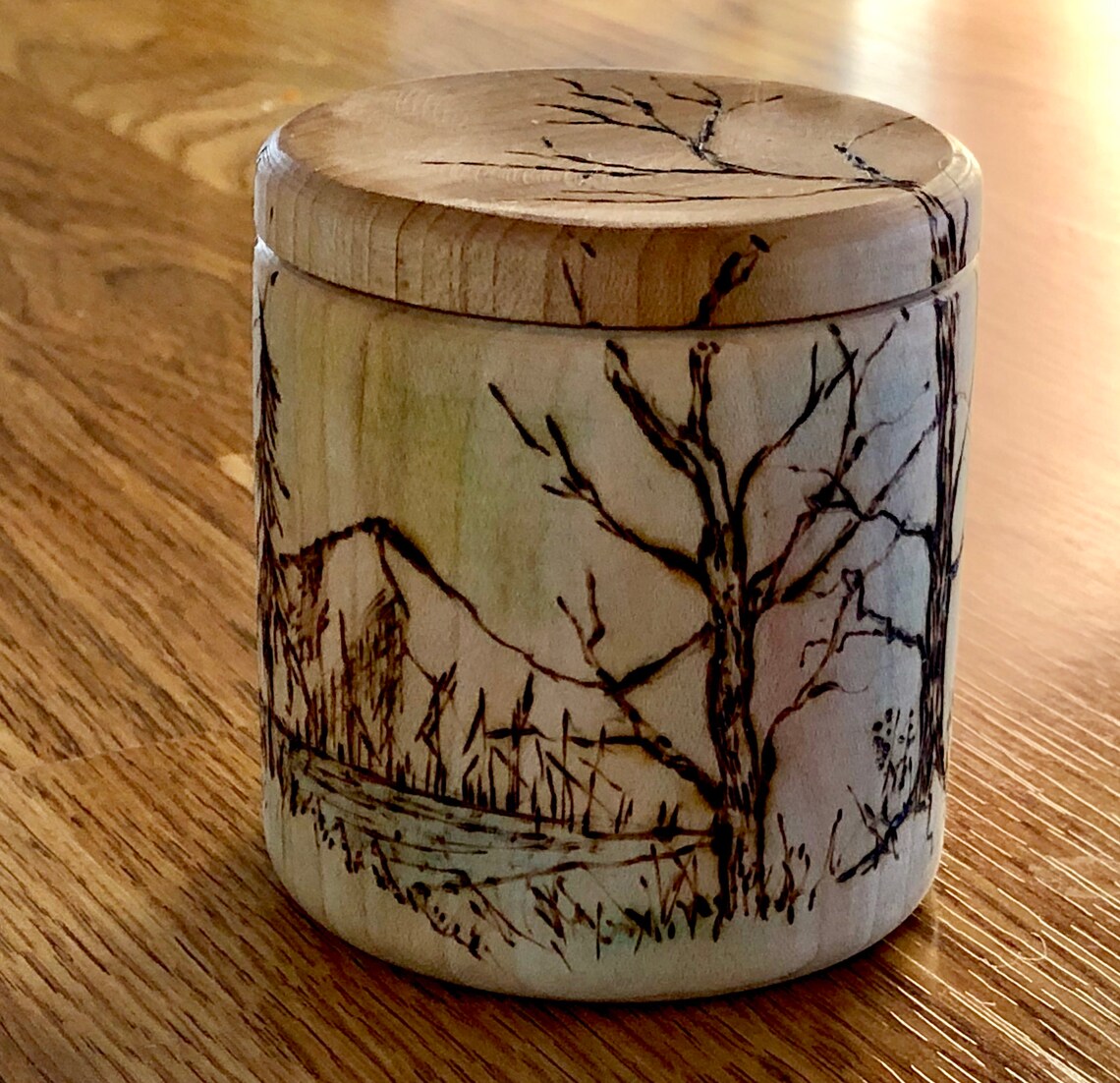 Hand Turned Multi-wood Segmented Box With Wood Burned Trees - Etsy