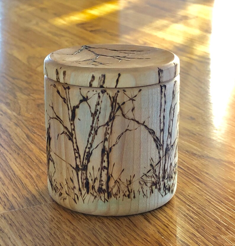Hand Turned Multi-wood Segmented Box With Wood Burned Trees - Etsy