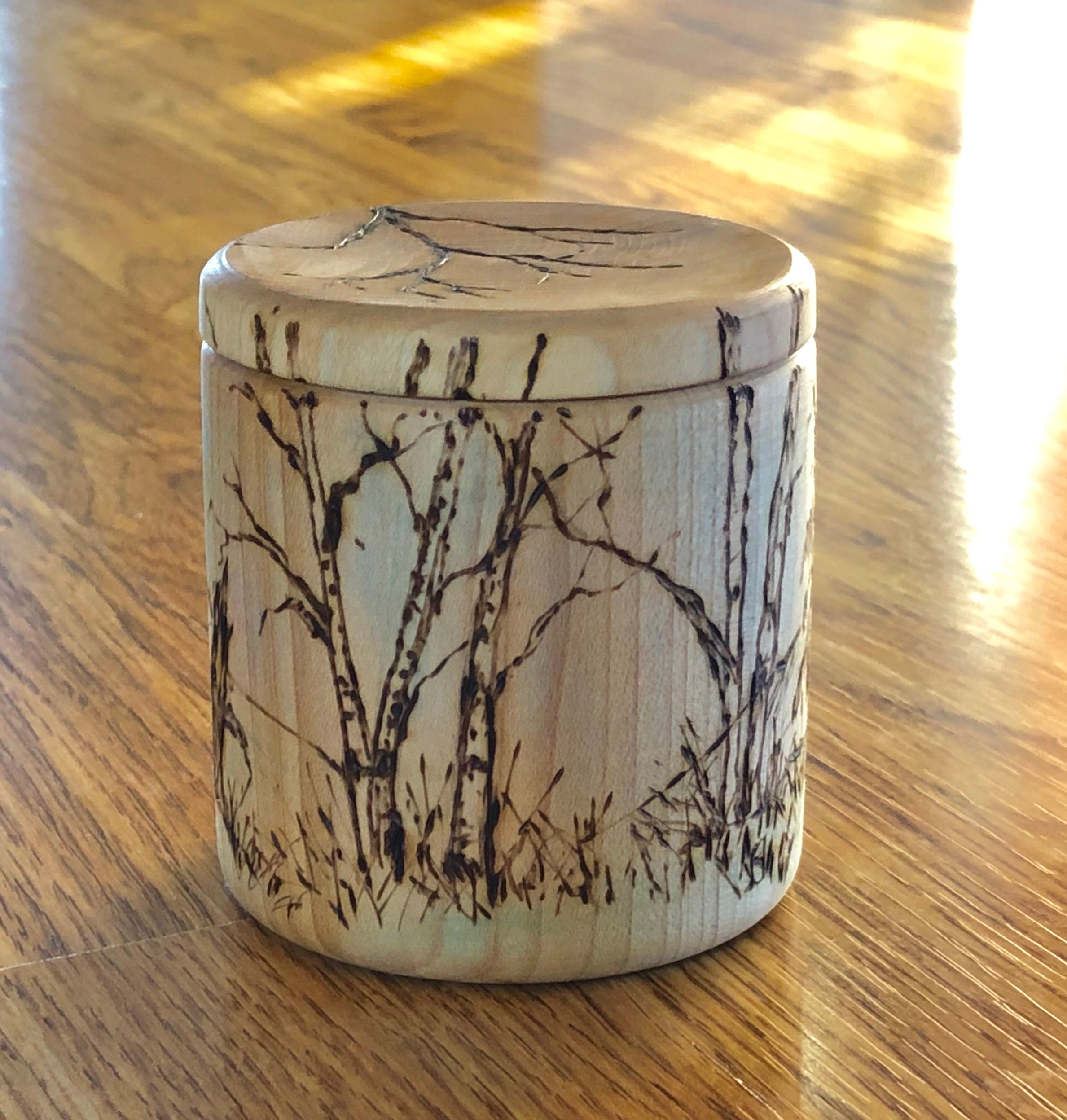 Hand Turned Multi-wood Segmented Box With Wood Burned Trees - Etsy