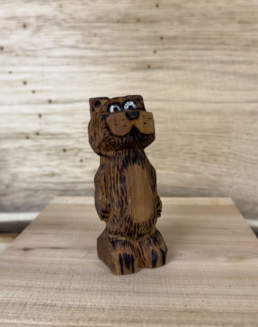 3" Hand Carved Wooden Bears, Made in MN, Carved With Love, Cotton ...