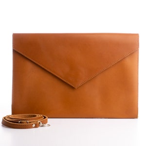 Leather Clutch Envelope Bag, Tan Leather Envelope Clutch, Evening Bag ...