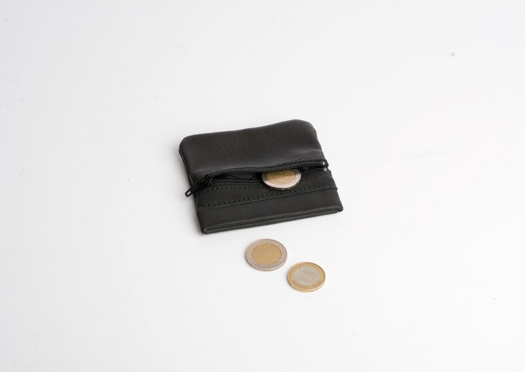 Leather Coin Case Black Coin Case Coin Pouch Ear Bud Leather Case Coin ...