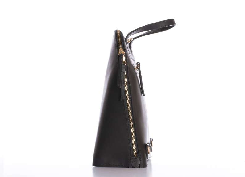 Women Black Leather Backpack Rucksack Laptop Bag Triangle - Etsy