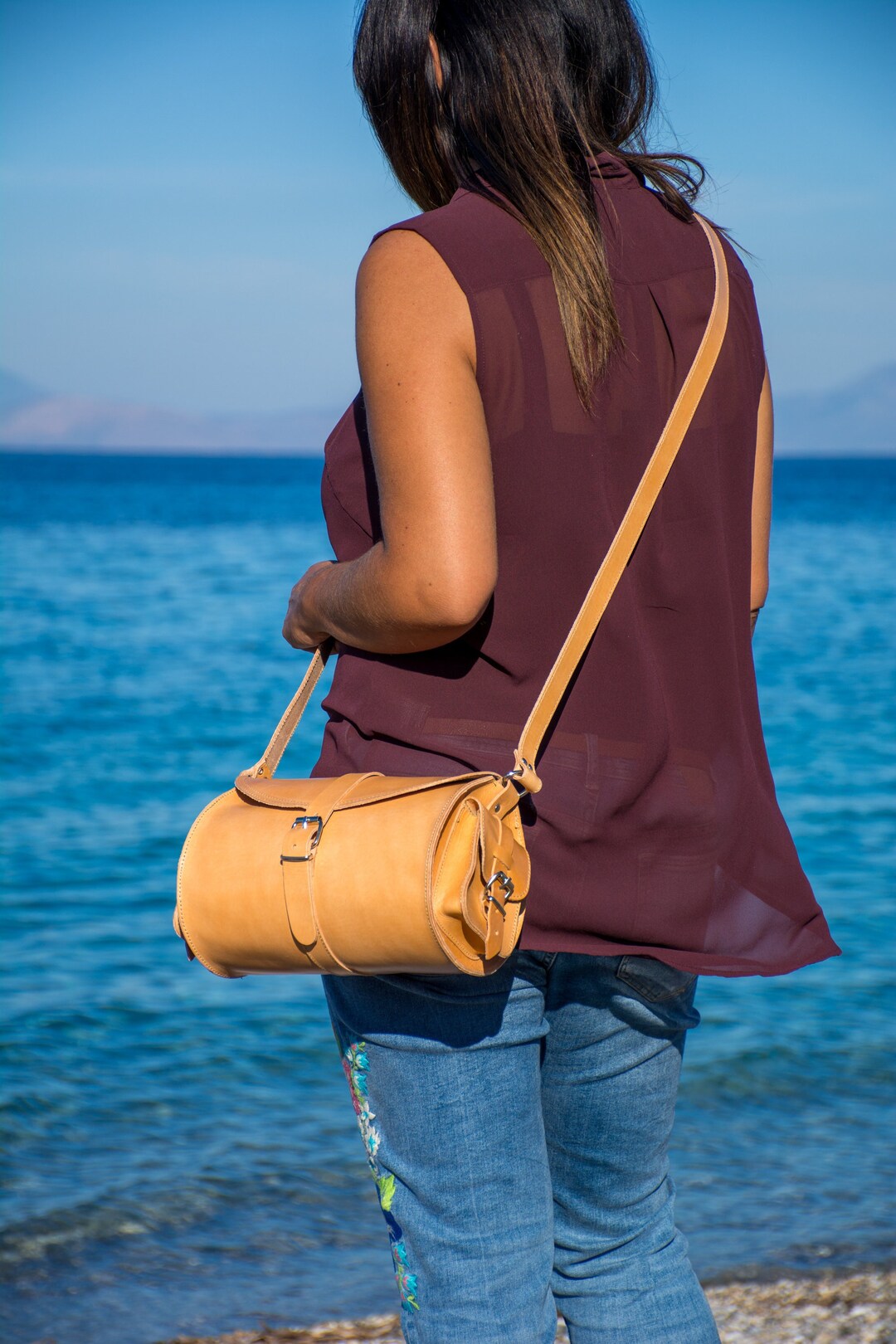 Leather Barrel Bag, Cylinder Bag, Barrel Purse, Leather Barrel Handbag ...