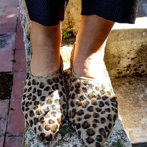 Leopard Print Pointed Flats, Leopard Mules, Animal Print Mules, Soft ...