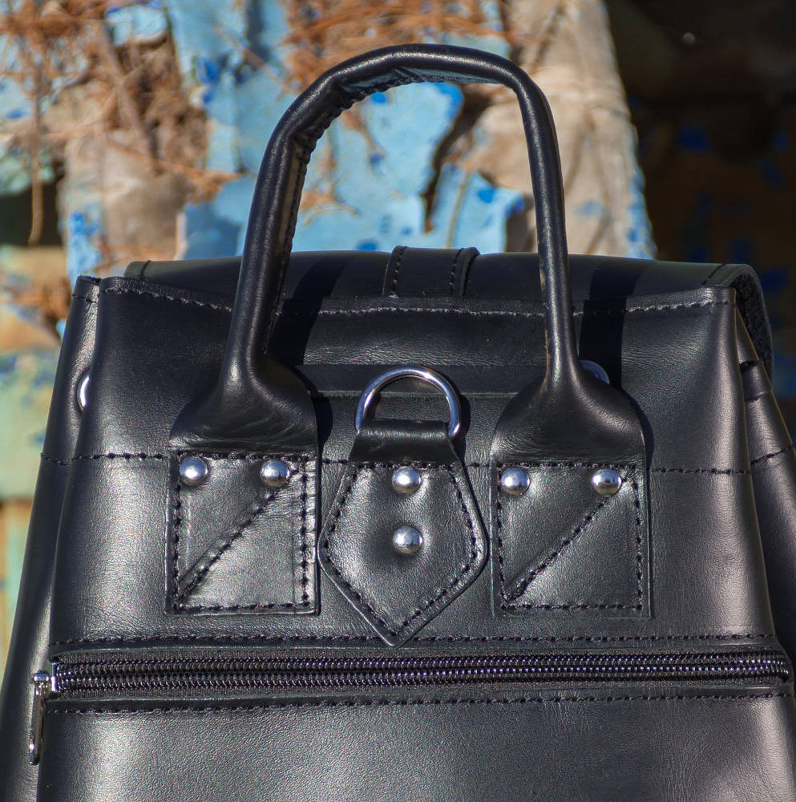 Black Leather Backpack Purse Women KYANIA - Etsy