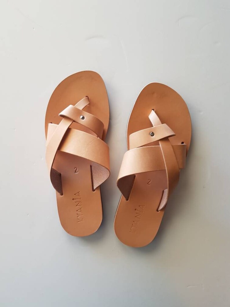 Mens Leather Sandals, Mens Leather Slides, Mens Slip on Sandals, Greek ...