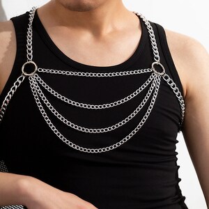 Chic Layered Silver Tone Body Chain Harness - Etsy