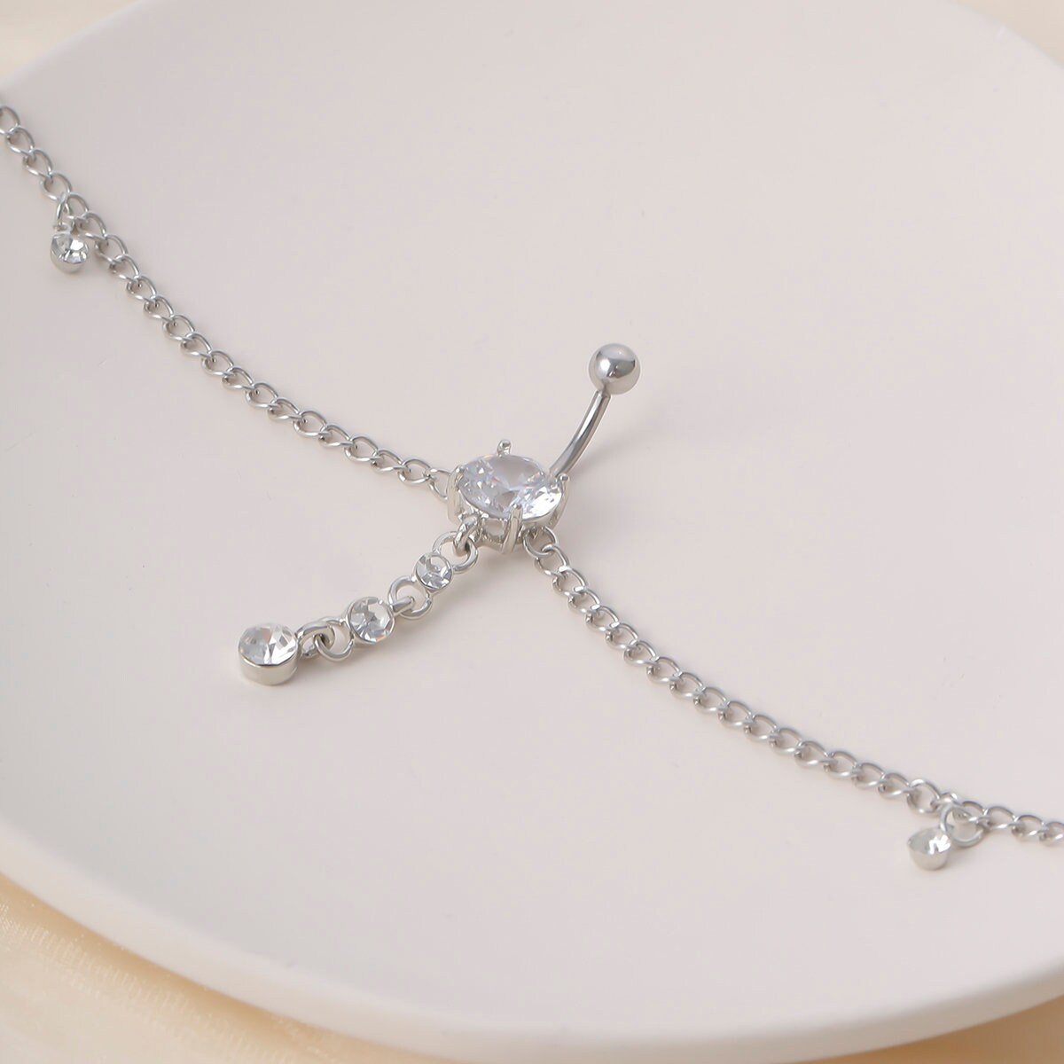 Minimalist Crystal Navel Piercing Belly Chain