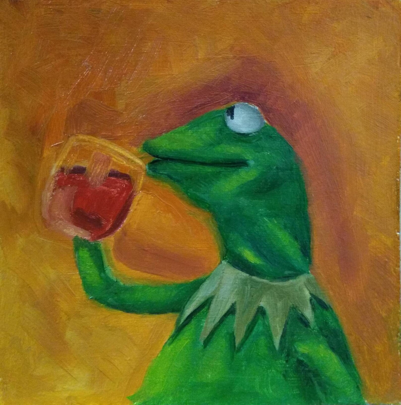 Kermit oil painting original/Tiny art/Kermit the frog | Etsy