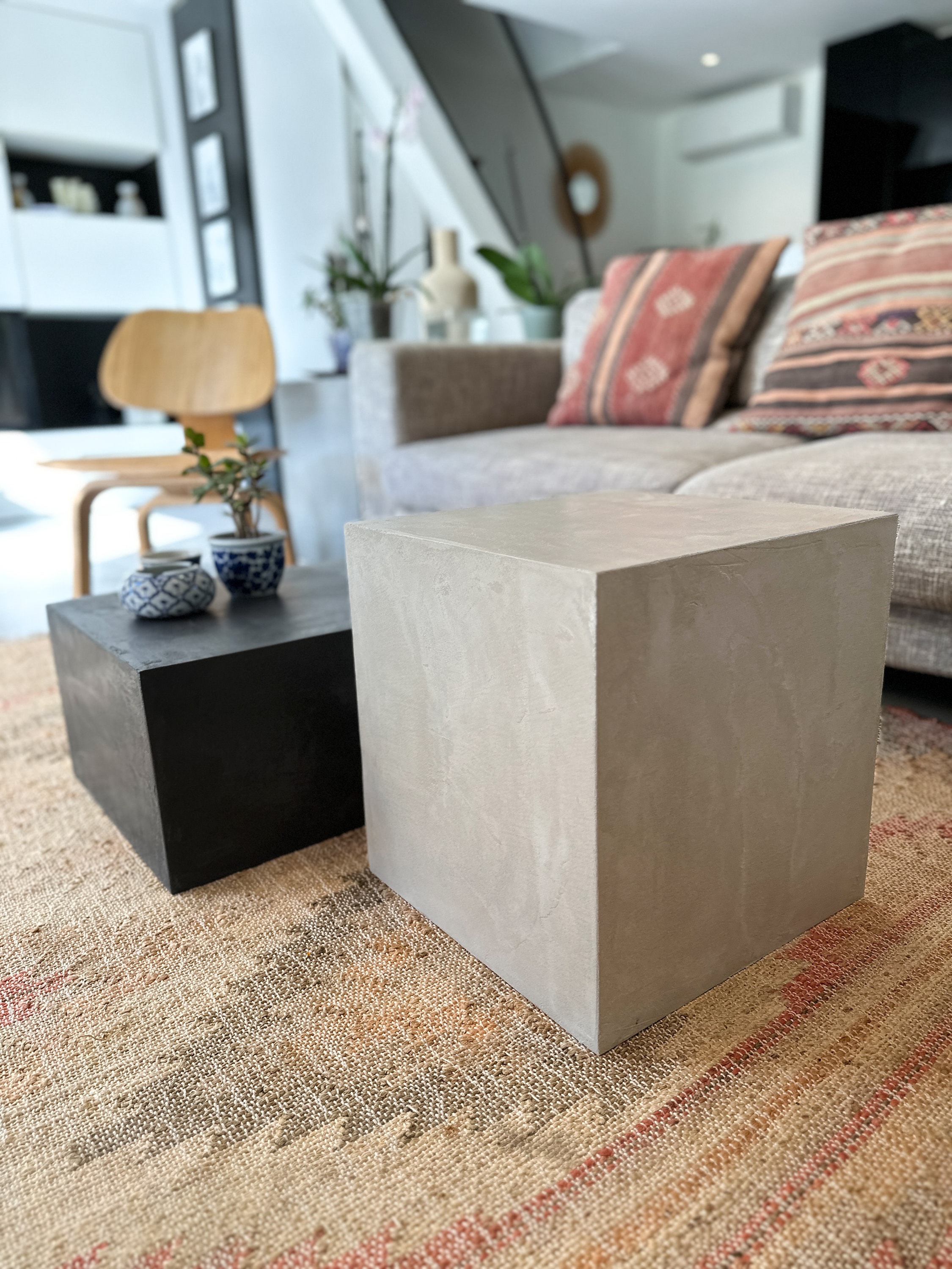 Concrete cube coffee table store
