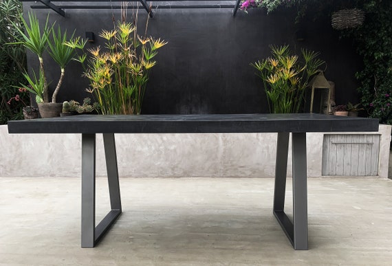 Concrete table with black legs store