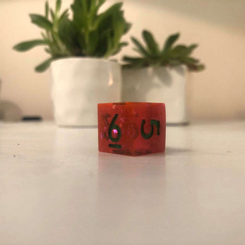 1d6 1d12 2d10 1d4 7 piece D&D dice set 1d20 neon pink and green ...