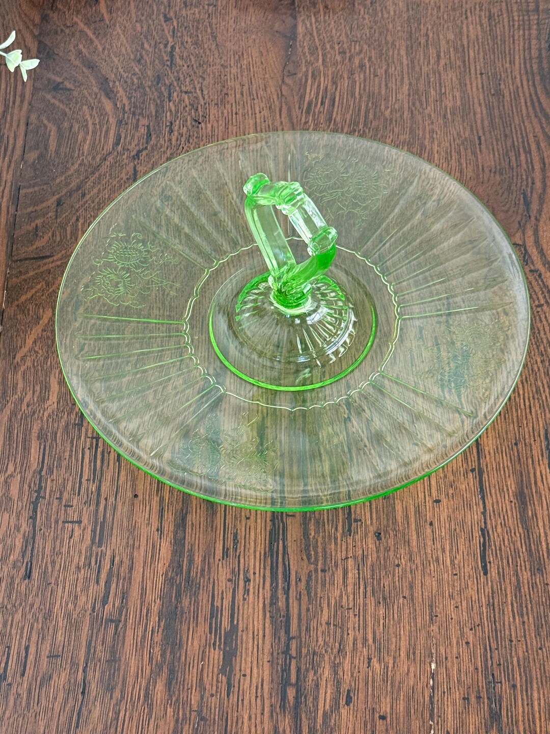 Vintage Green Depression Glass Tray – Anchor Hocking Mayfair Open Rose ...