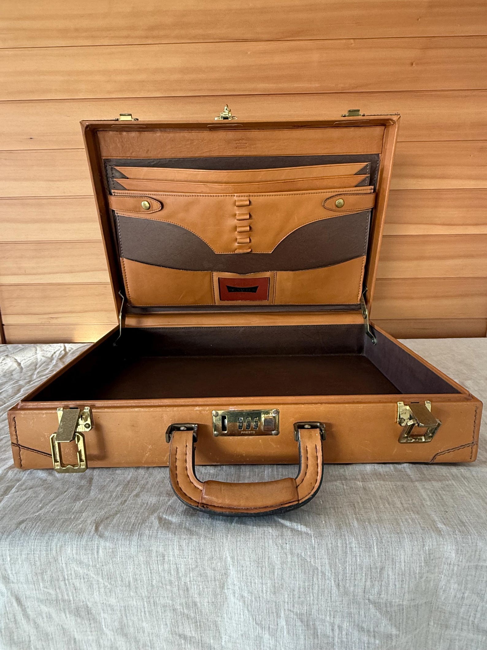 Vintage Renwick Leather Briefcase With Brass Combination Lock (circa ...
