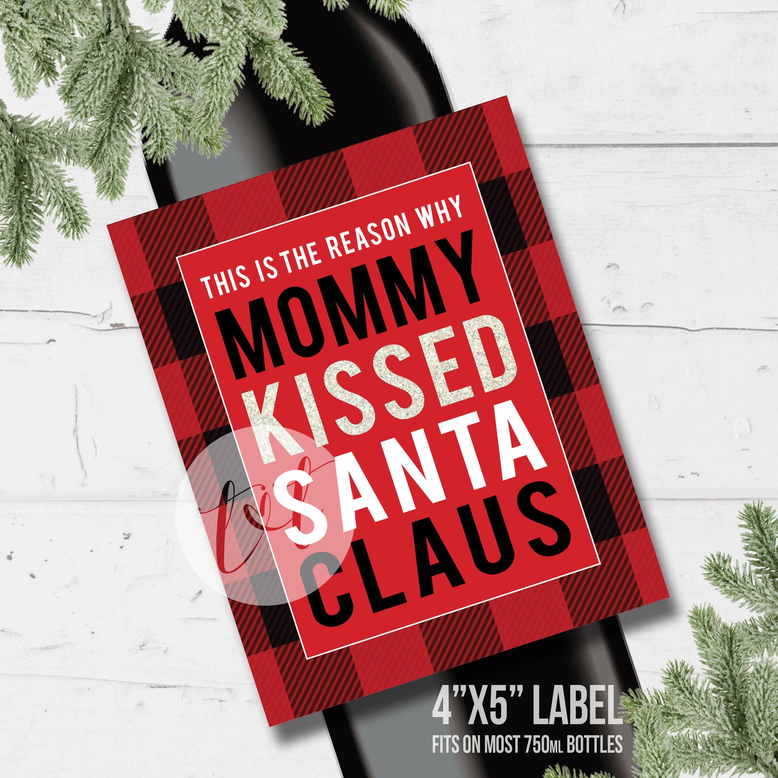 Custom Funny CHRISTMAS WINE Bottle LABELS Buffalo Plaid - Etsy