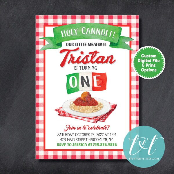 Meatball Birthday Invitation - Etsy