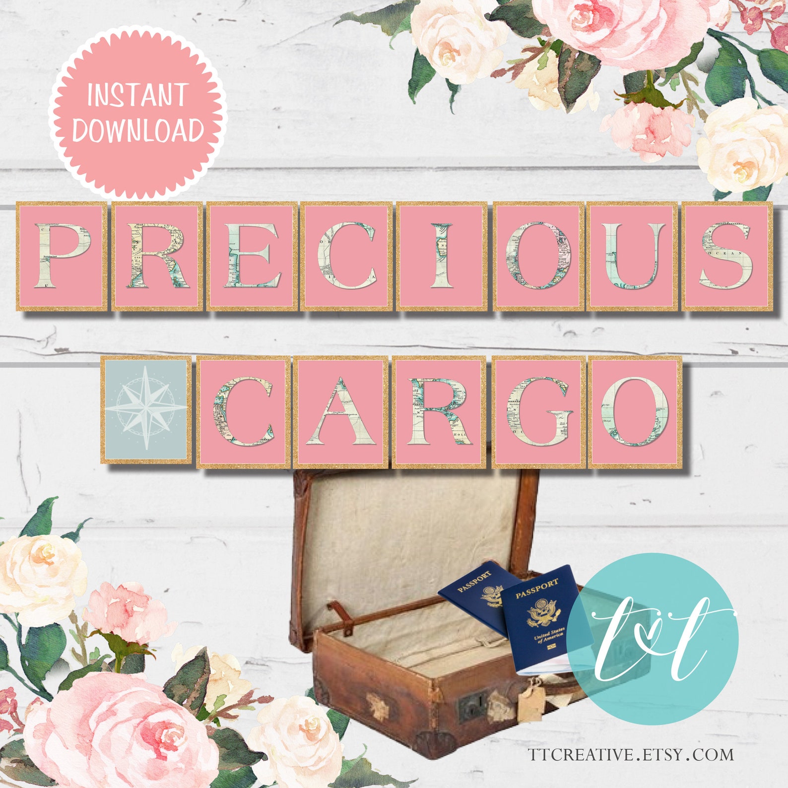 PRECIOUS CARGO BANNER Travel Baby Shower Banner Instant - Etsy