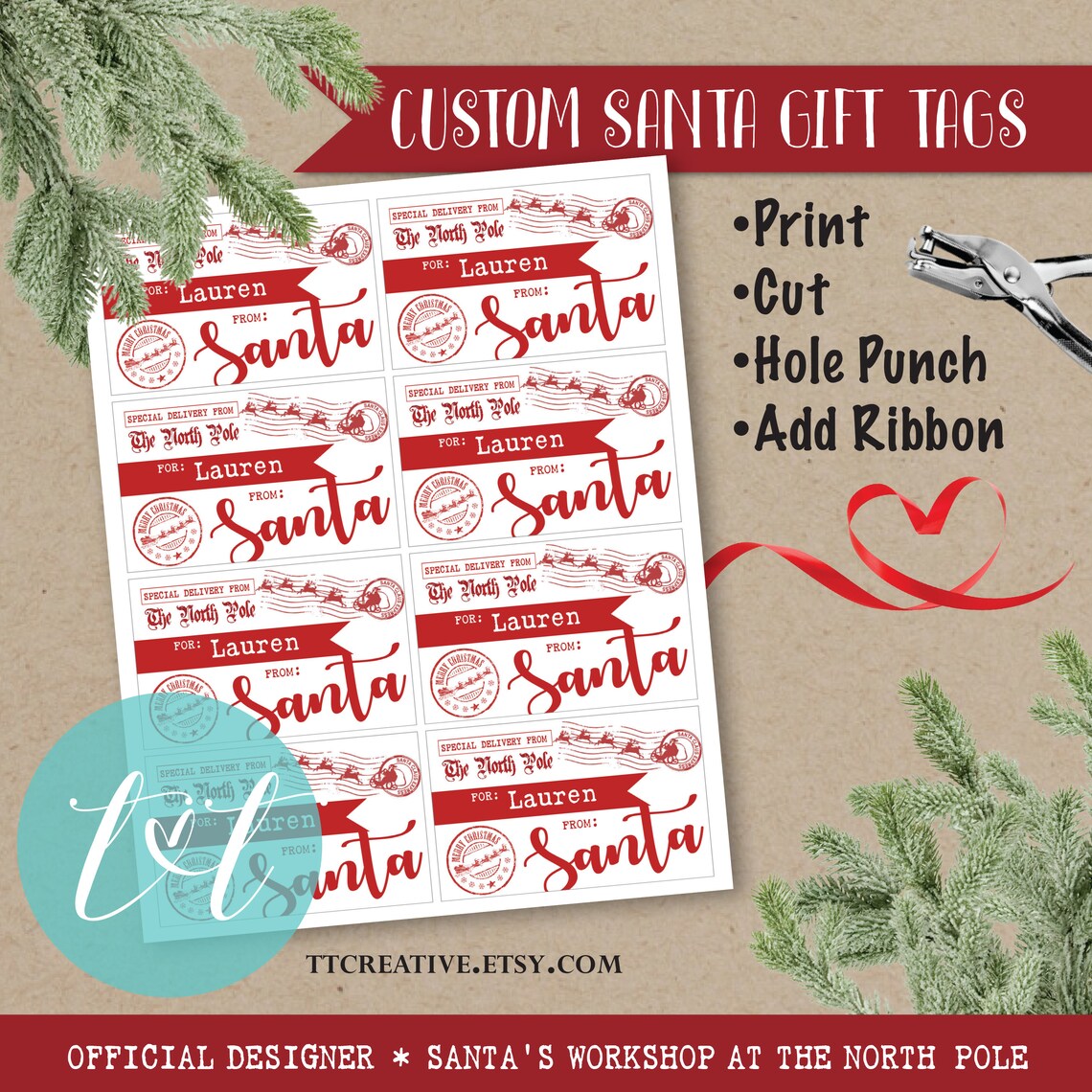 Personalized Santa Gift Tags Custom Santa Tag Printable File - Etsy