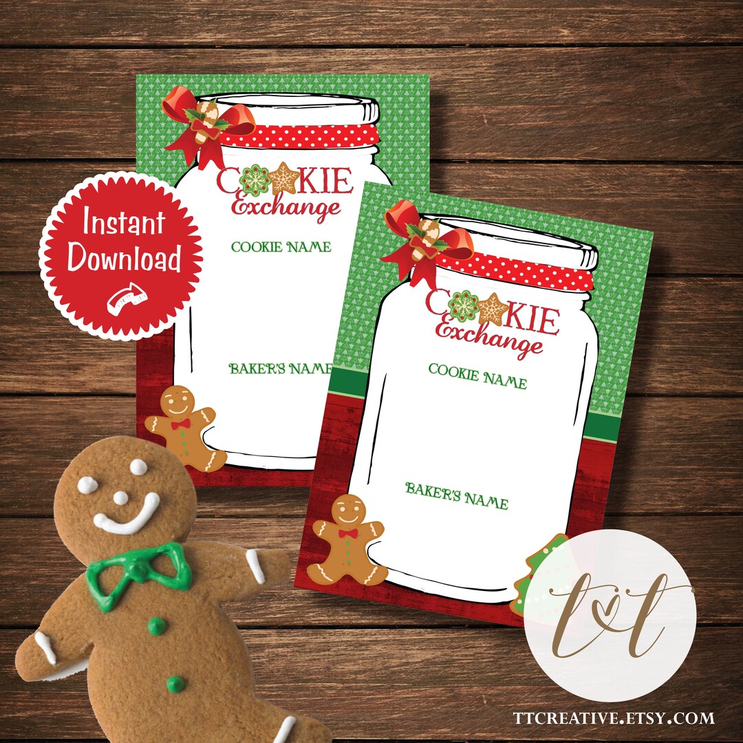 Cookie Exchange Holiday Party Cookie Name Place Cards Digital Download ...