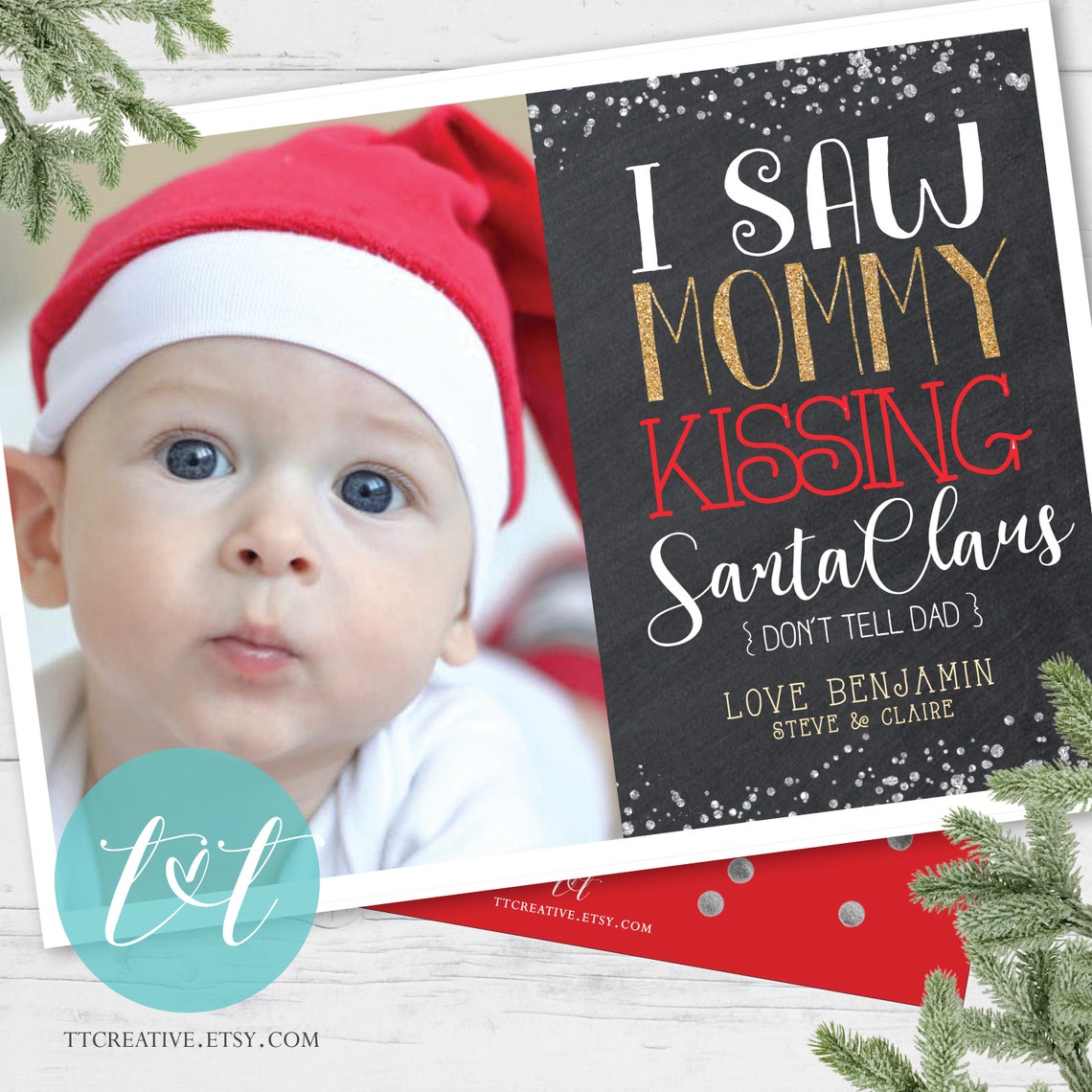 Funny Christmas Card I Saw Mommy Kissing Santa HOLIDAY CARD - Etsy